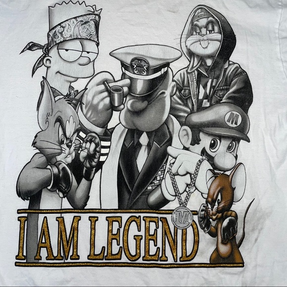 Nintendo | Shirts | Vintage I Am Legend Bart Mario Tom Jerry Bugs Tee ...
